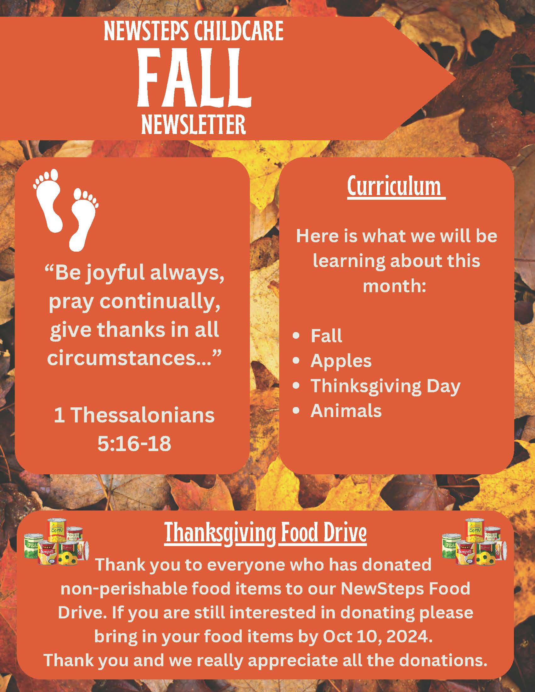 Fall Newsletter | New Steps Childcare Centre